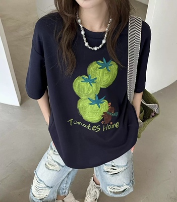 ZW卓娃2026春夏新款卡通图案减龄宽松显瘦大版百搭短袖T恤女上衣