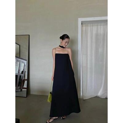 ES MODISH中长吊带裙配丝巾显瘦A字裙气质连衣裙抹胸礼裙OPS3300