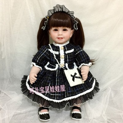 55cm重生娃娃衣服小香风连衣裙千鸟格子裙子仿真宝宝春夏新款套装