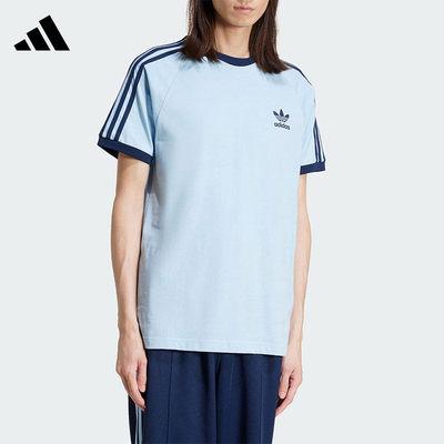 阿迪达斯三叶草男三条纹透气T恤