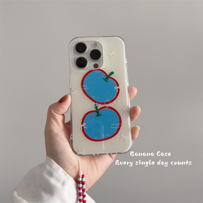 韩国ins奶油白蝴蝶结苹果手机壳