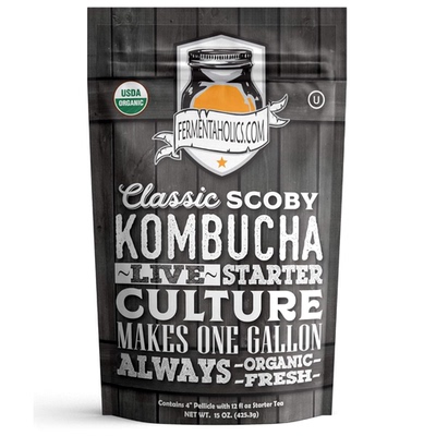 Fermentaholics Kombucha SCOBY & Starter Tea | Live, Fresh, O