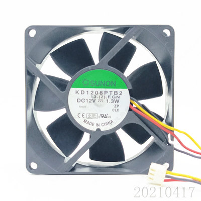 SUNON KD1208PTB2 12V 1.3W 8025 8CM 机箱 静音 3线 散热 风扇