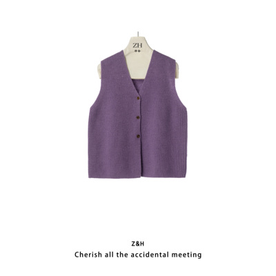 ZH【冬日小调】纯色宽松型开衫马夹无袖上衣