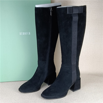 瑞贝卡专柜撤柜断码处理真皮骑士靴百搭高筒靴瘦瘦瘦瘦靴长筒靴潮
