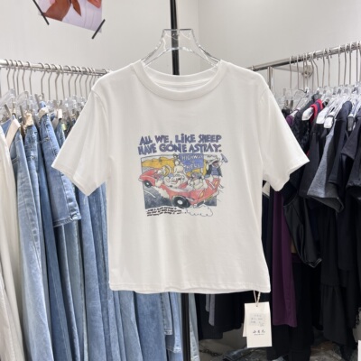 欧货2026春夏新款韩版宽松圆领字母印花短袖T恤女上衣ins潮9086