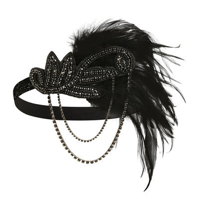 1920s Flapper girl dress万圣节服饰手套烟杆项链头带毛条五件套