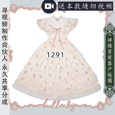 小仙女大摆裙飞袖圆领后拉链