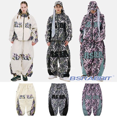 2526BSRABBIT韩国滑雪裤单板双板男女防水透气白色紫绿花收腿雪裤