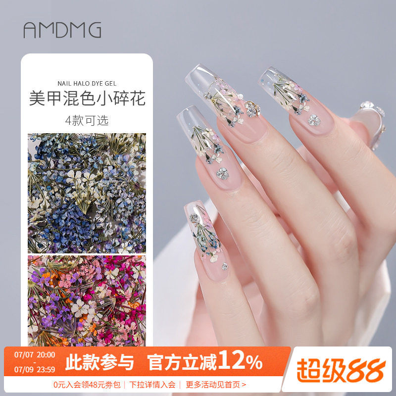 网红爆款日系小清新干花彩色花瓣美甲装饰品指甲配件混装材料diy