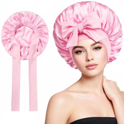 silk bonnet elastic hair care hat with sleeping cap睡帽 浴帽