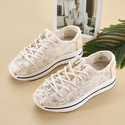 Tt&Mm/汤姆斯女鞋蕾丝透气运动网鞋潮夏季新款厚底休闲松糕帆布鞋