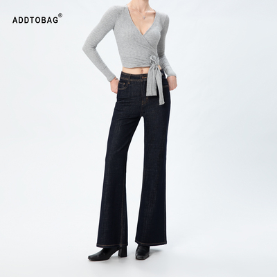 ADDTOBAG【夜色琉璃】不褪色莱赛尔四面弹原牛高腰直筒微喇牛仔裤