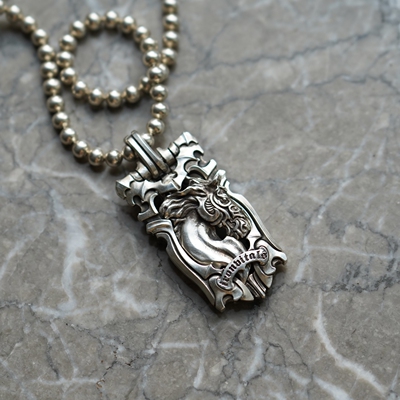 铁心银饰原创设计生肖马牌吊坠