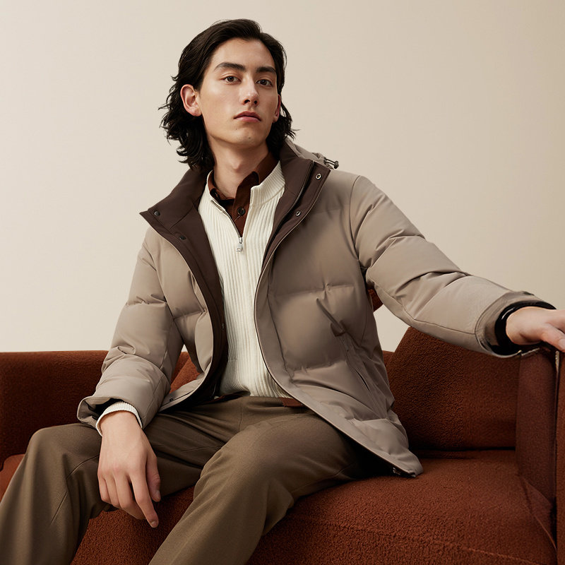 【商场同款】舒暖鹅绒服红豆冬季90鹅绒羽绒服男防寒防风外套