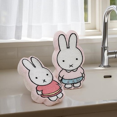 scrub sponge可爱卡通小兔子木浆棉洗碗海绵擦厨房神器吸水变大