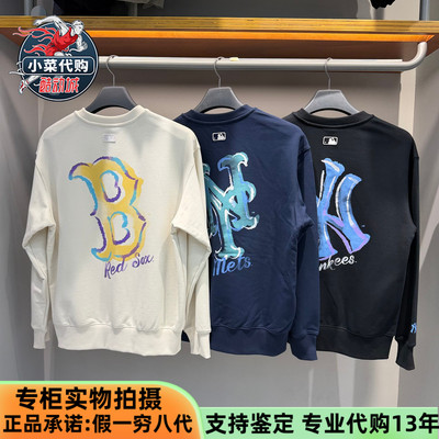 MLB男女街头风背标保暖套头卫衣