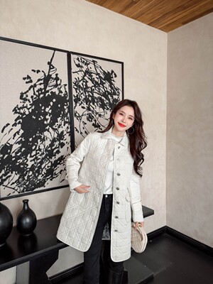 思尼莉莉家新款时尚百搭休闲长款棉服女宽松显瘦外套178305