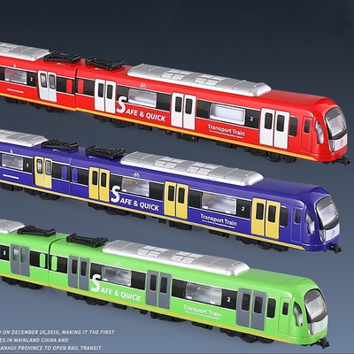 仿真合金城市地铁火车模型回力侧开门动车组列车语音播报玩具车模