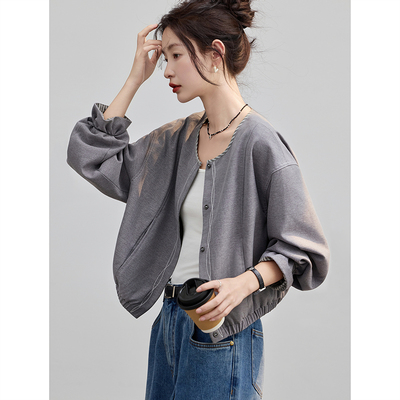 2025年秋季新款条纹拼接短款夹克外套女装上衣SXWT25252