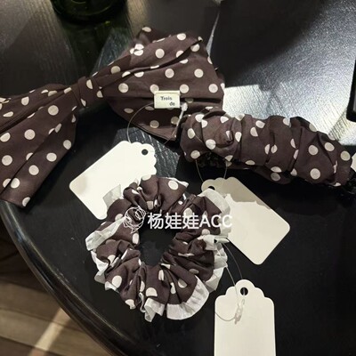 651302韩国东大门Trois de LEI新款甜美蝴蝶结波点发圈