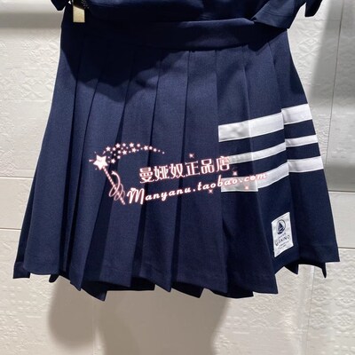 曼娅奴正品2023新款百褶裙夏季牛仔深海蓝半身短裙女MN22EA033