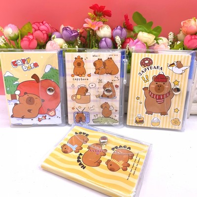 创意笔记本带笔胶套本可爱儿童小本子随身手账本按扣附笔胶套本