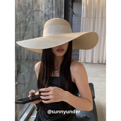 大檐草帽度假风帽子2025新款春夏遮阳帽旅游度假海边沙滩太阳帽潮