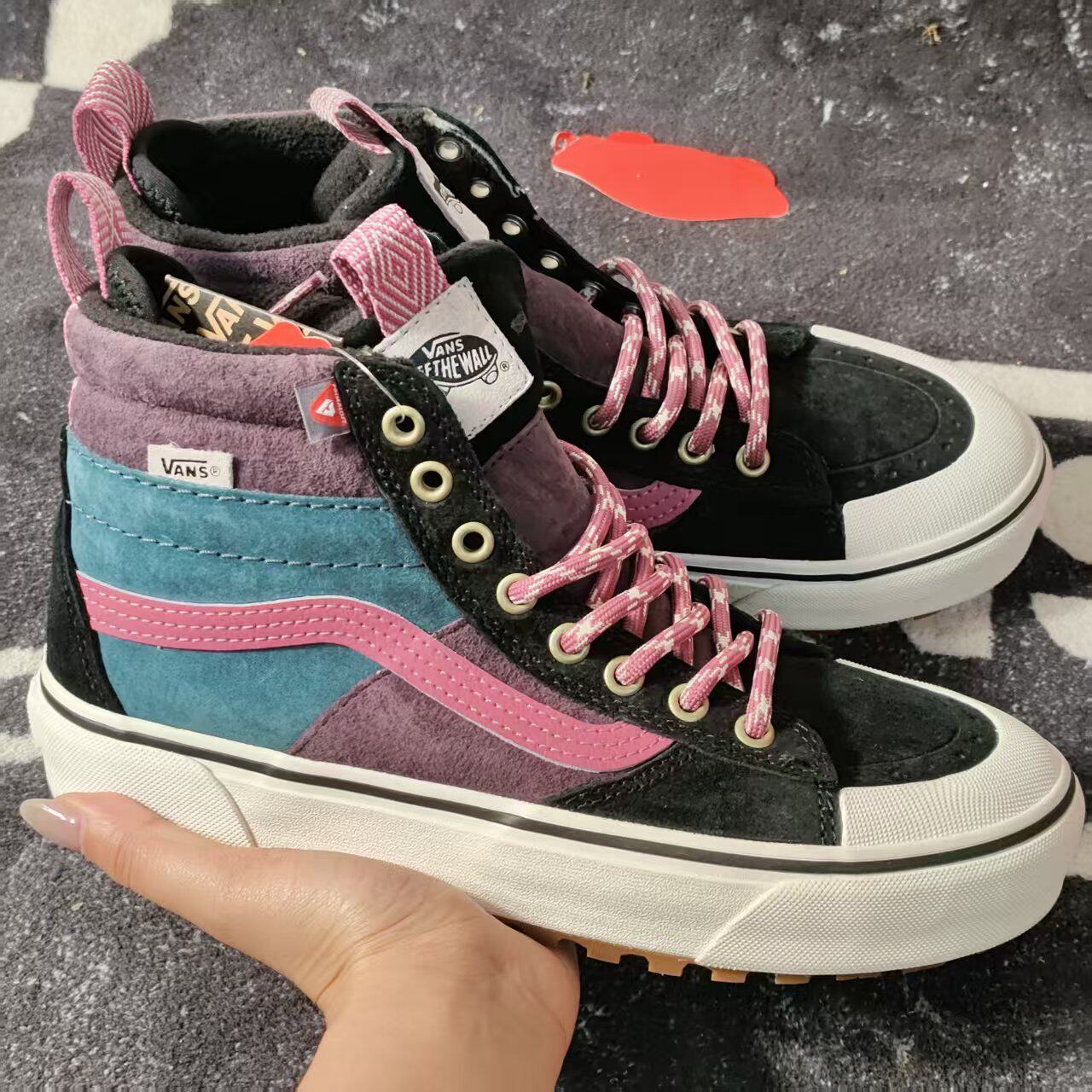 Vans Sk8-HiMTE彩色撞色加绒高帮复古拼色保暖滑板鞋VN0A5HZZMUL