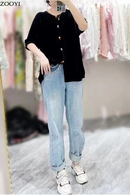 彩色扣开衫式真丝丝绒短袖上衣触手品质不俗包边亲肤细腻垂坠顺滑