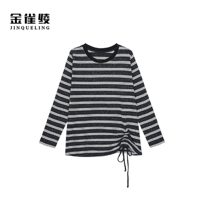 金雀绫【条纹时代】设计师条纹圆领百搭加宽加大小衫SZA2SY566