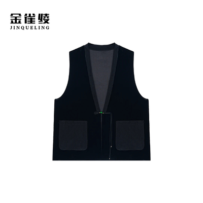 金雀绫【京华烟云】100桑蚕丝丝绒轻奢百搭加宽加大马夹SZA2TW534