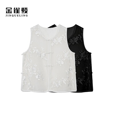 金雀绫【晓春集】100桑蚕丝新中式刺绣工艺大码女装马夹SZA1T149