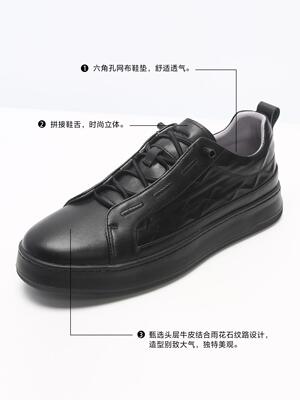 25QXL32301利家春季新款休闲皮鞋男真皮软底运动鞋男