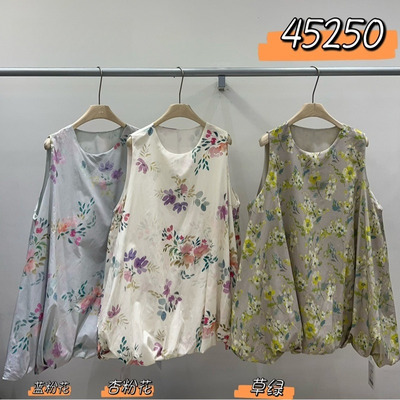 胖mm休闲慵懒风无袖衬衫背心上衣