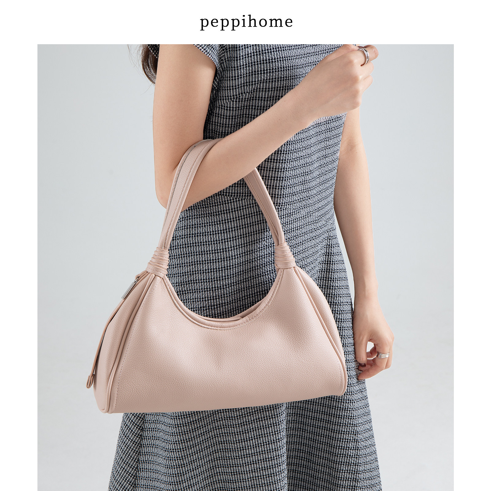 PEPPIHOME 韩系小众hobo新月腋下包女纯色简约百搭通勤手提单肩包