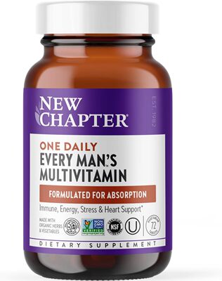 美国代购New Chapter Men's Multivitamin for Immune, Stress, H