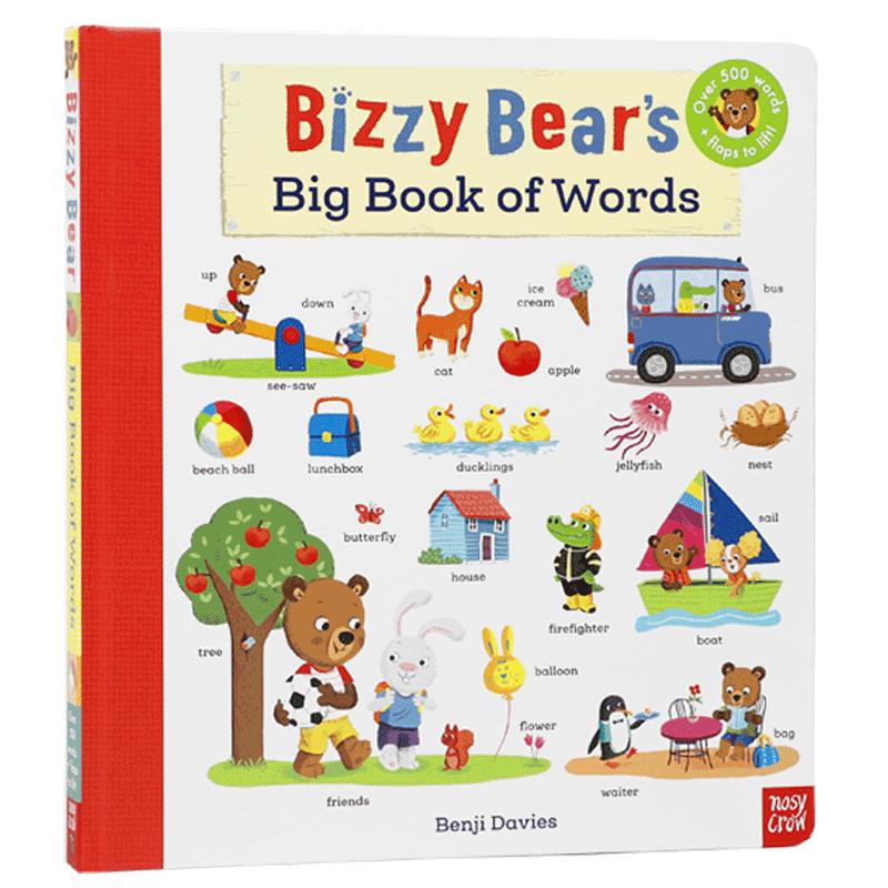 小熊很忙英语启蒙500词Bizzy Bear's First English Words单词大书0-3岁宝宝认知 大开纸板绘本忙碌的系列搭配配机关书全套