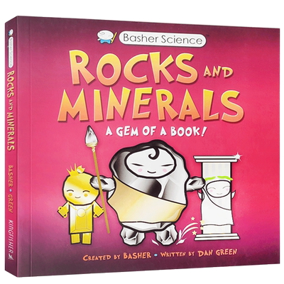 英文原版 好玩的科学书 辨识岩石和矿物:Rocks aBasher Sciencend Minerals A Gem of a Book!进口正版书地下矿物认知科普有趣插画