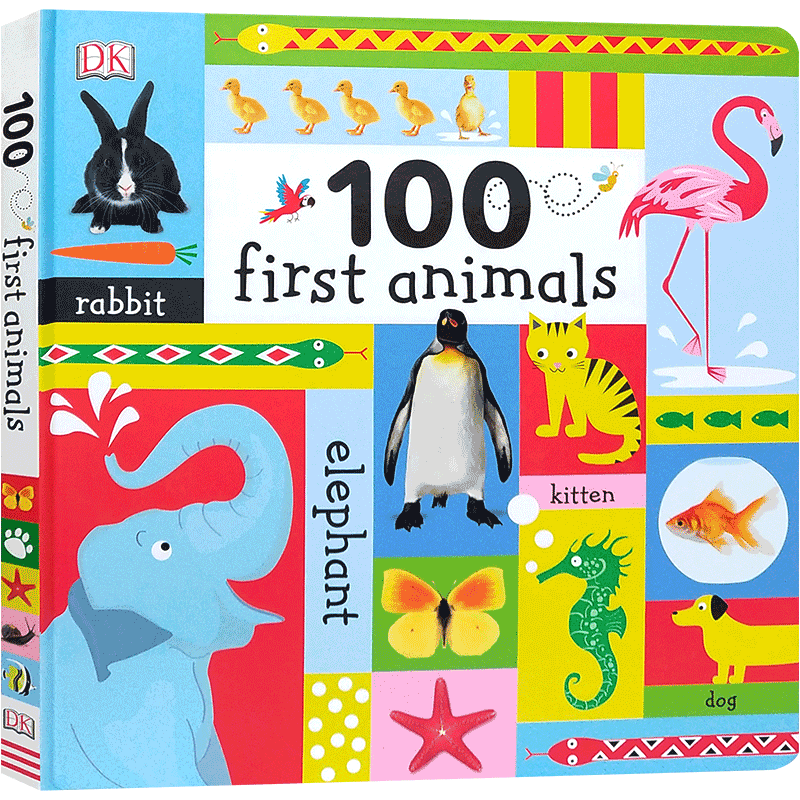 DK出版英文原版100 First Animals低幼儿童精装撕不烂纸板书可爱小动物亲子育儿英语启蒙早教认知绘本图画书正版进口读物书籍童书