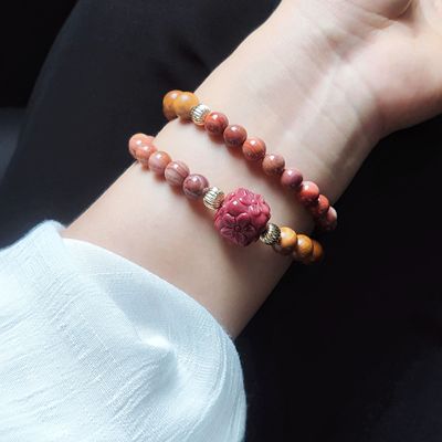 仅一串！手腕上的小花园阿拉善彩玉玛瑙双圈文玩手串手链生日礼物