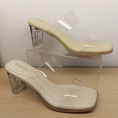 大东女鞋2025年夏季新款时尚外穿拖鞋透明水晶高跟法式凉拖鞋1170