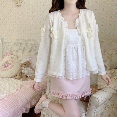 【DearYN】立体钩花针织开衫