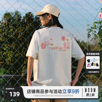 MEDM26SS闪粉金线刺绣短袖T恤