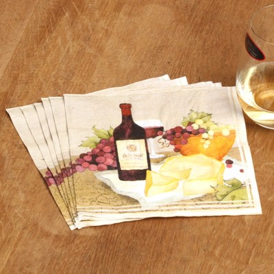 法国餐厅 纯天然原浆纸巾 餐巾 Wine Paper Napkin葡萄酒主题纸巾