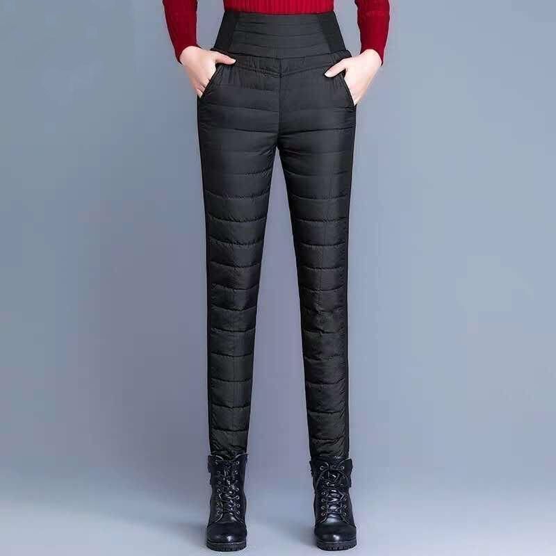 羽绒棉裤女外穿高腰新款女士弹力修身韩版加厚抗寒冬季保暖棉裤女