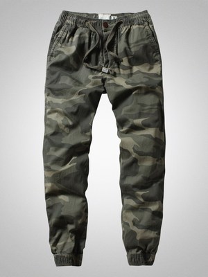 轻薄美式休闲迷彩裤户外军裤修身束脚裤小脚缩脚日系工装裤男长裤