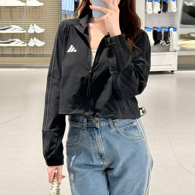 阿迪达斯女装正品秋季新款立领宽松运动短款休闲夹克外套KU7999
