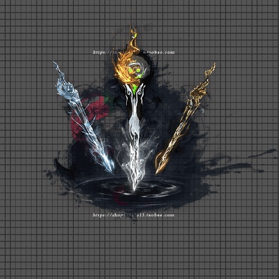 传奇光柱素材 动态光环特效 游戏地面三剑酷炫动态光柱 GH93