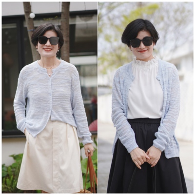 “冰花”纹理婴儿蓝凉感开衫